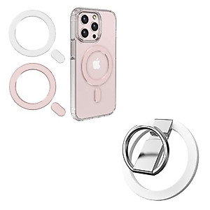 LDSXAY Universal MagSafe Ring 2 Pack + Magnetic Ring Holder, Magnetic Phone Grip for MagSafe Accessories 360° Adjustable Kickstand for iPhone 13 12 Pro Max/Pro/Mini - White