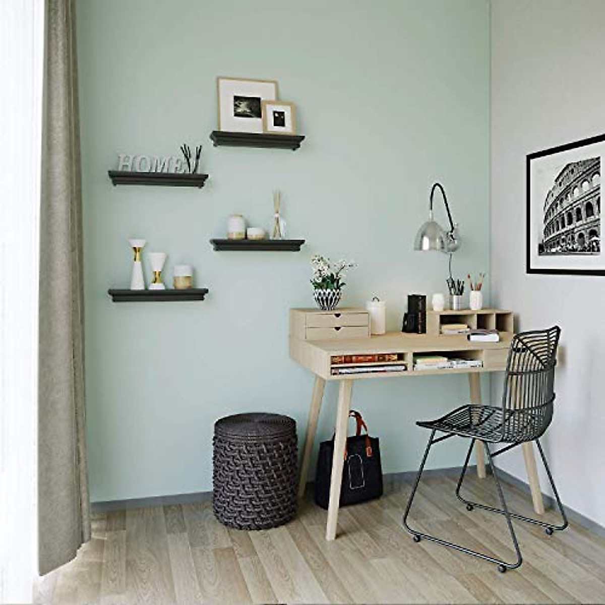 Ballucci Set of 2 Classic Floating Wall Shelves, Wooden Wall Mounted Ledges for Living Room, Bedroom, Bathroom, Kitchen, Office, 16 Inches - Black