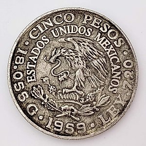 Exquisite Collection of Commemorative Coins 1959 Mexican President Carranza Commemorative Coin 5 Peso Silver Dollar Foreign Silver Coin Silver Dollar Ancient Coin Collection
