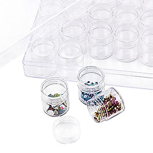 JOIKIT 5 Pack 30 Grids Diamond Painting Storage Containers with 3 PCS Label Stickers, 5D Diamond Painting Box, Bead Organizer with Lid for Nail Diamonds, Jewelry, DIY, Cosmetics