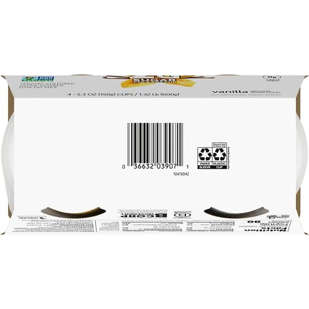 Two Good Low Fat Greek Yogurt, Vanilla, Lower Sugar, Gluten Free, With 2g of Sugar, 5.3 oz., 4 Pack