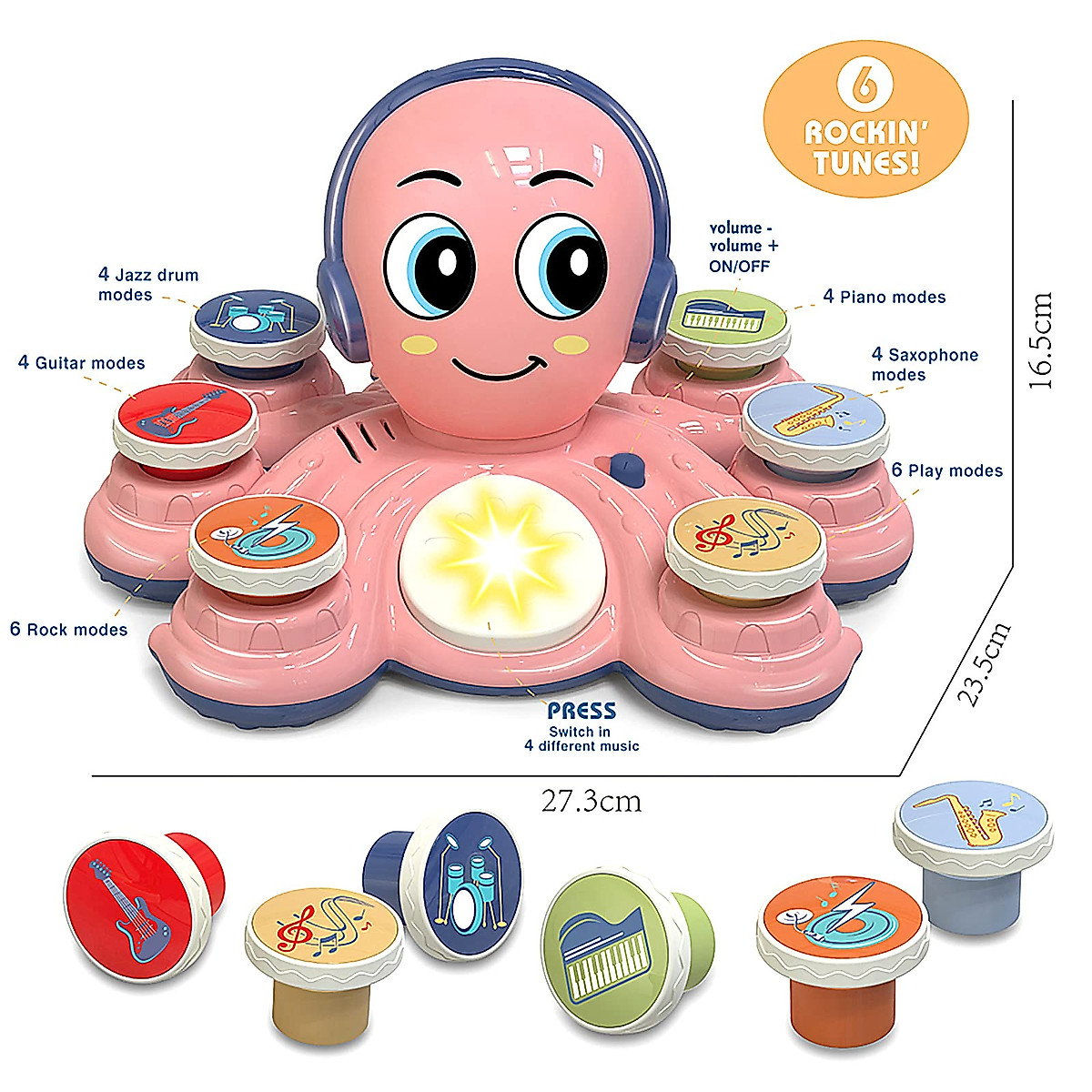 Baby Musical Toys Learning Toys for Toddlers, Octopus Music Toys, Preschooler Musical Educational Instruments Toy for Baby, Birthday Toys for Girls Boys