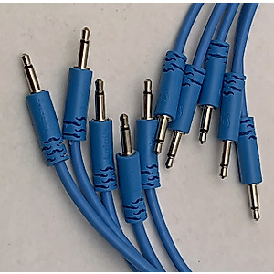 Luigis Modular Supply Spaghetti Eurorack Patch Cables - Package of 5 Blue Cables, 12 (30 cm)