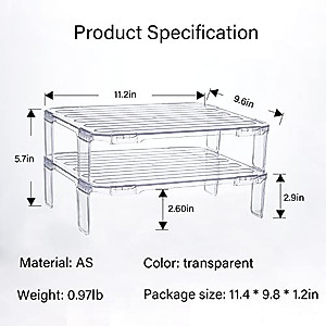 Refrigerator Organizer Shelf, Fridge Stackable Storage Rack 2 PACK, Clear Multilayer Container for Bowls and Plates, Freezer, Kitchen Storage, Cabinet, Pantry