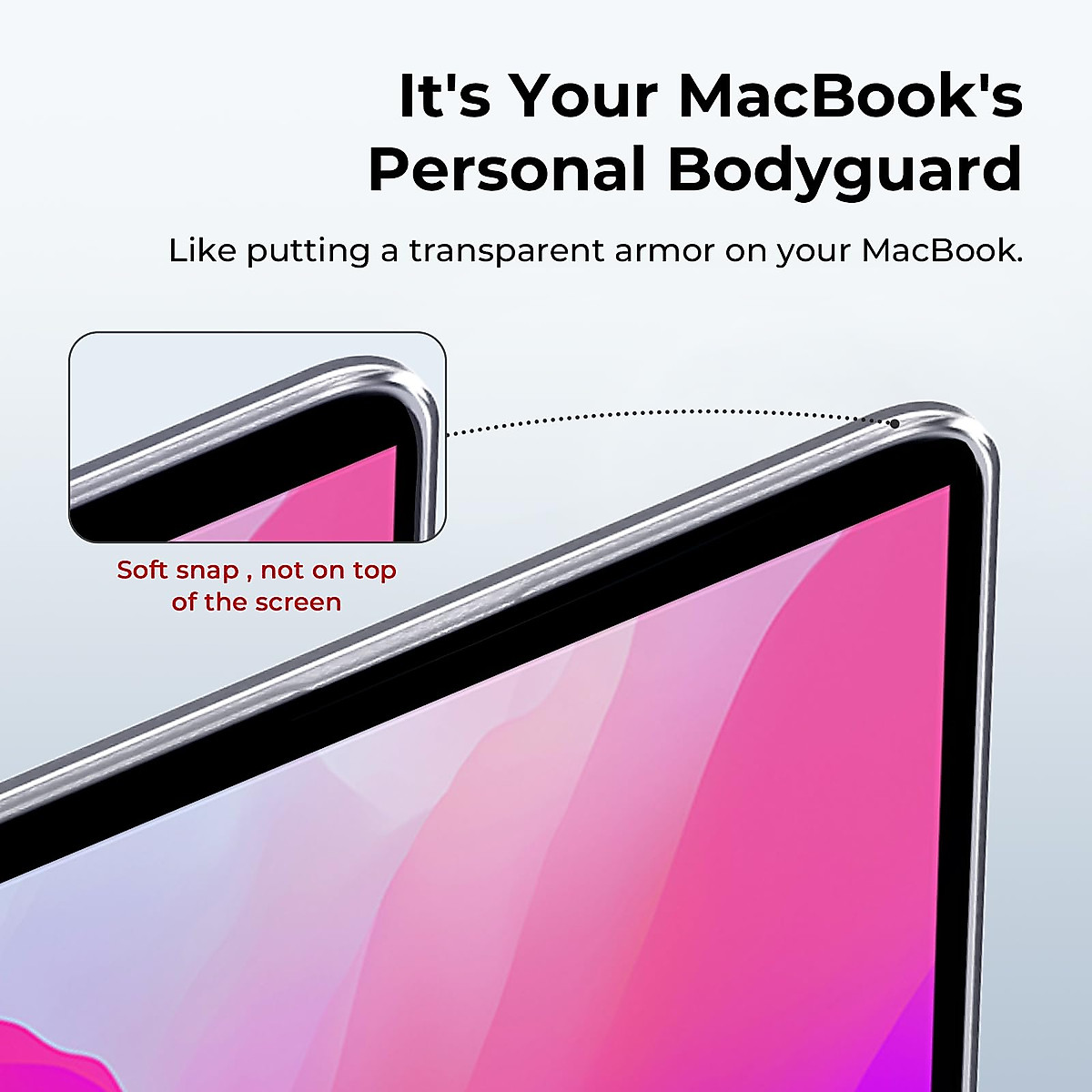 EooCoo Compatible with MacBook Air 13 inch Case 2021 2020 2019 2018 M1 A2337 A2179 A1932 with Retina Display Touch ID，Case + TPU Keyboard Skin Cover + Screen Protector - Crystal Clear