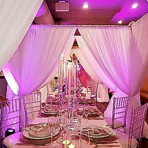 White Sheer Curtain for Party Backdrop, 10ft x 7ft Wrinkle-Free Chiffon Backdrop Curtain White Arch Drapes for Wedding Birthday Party Decorations