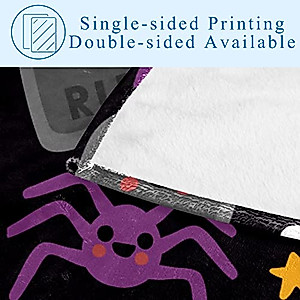 Halloween Spider Black Prints Soft Warm Cozy Blanket Throw for Bed Couch Sofa Picnic Camping Beach, 150×100cm