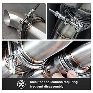 EVIL ENERGY 2" V Band Clamp with Flange Male Female Stainless Steel, Bundle with 2 Holes Exhaust Hanger Universal 2PCS