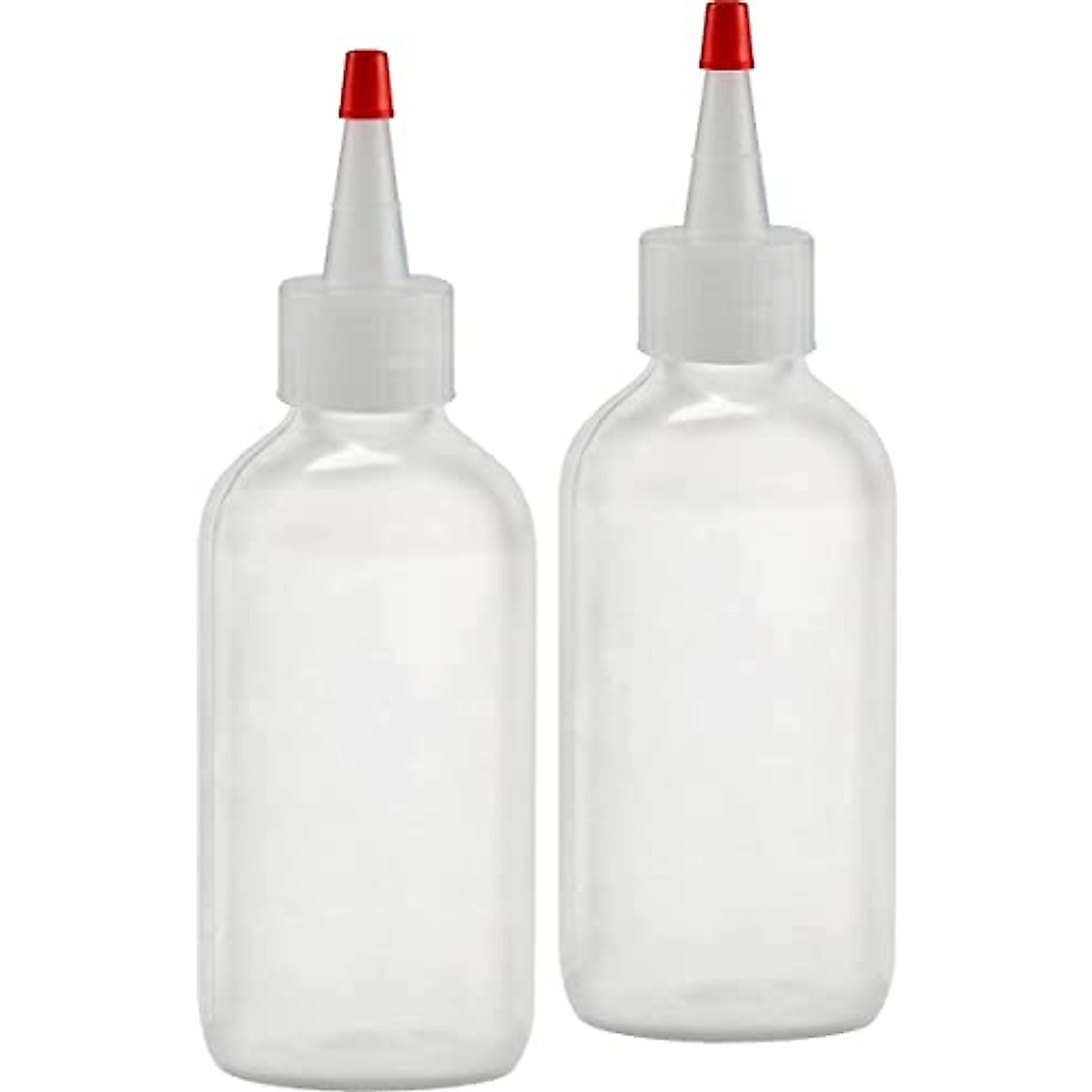 BRIGHTFROM Condiment Squeeze Bottles - 4 OZ Squirt Empty Bottles, Red Top Cap, Leak Proof - Great for Ketchup, Mustard, Syrup, Sauces, Dressing, Oil, Arts and Crafts, BPA-FREE Plastic - Pack of 2