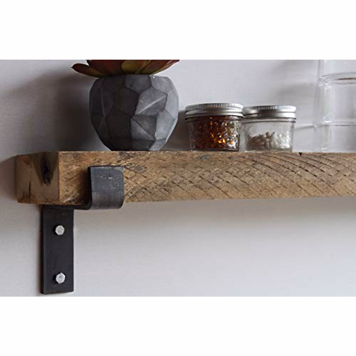 Urban Legacy Accent Shelves | Reclaimed Barn Plank | Set of 2 with Full Brackets (Natural, 40" x 4.5" x 2")