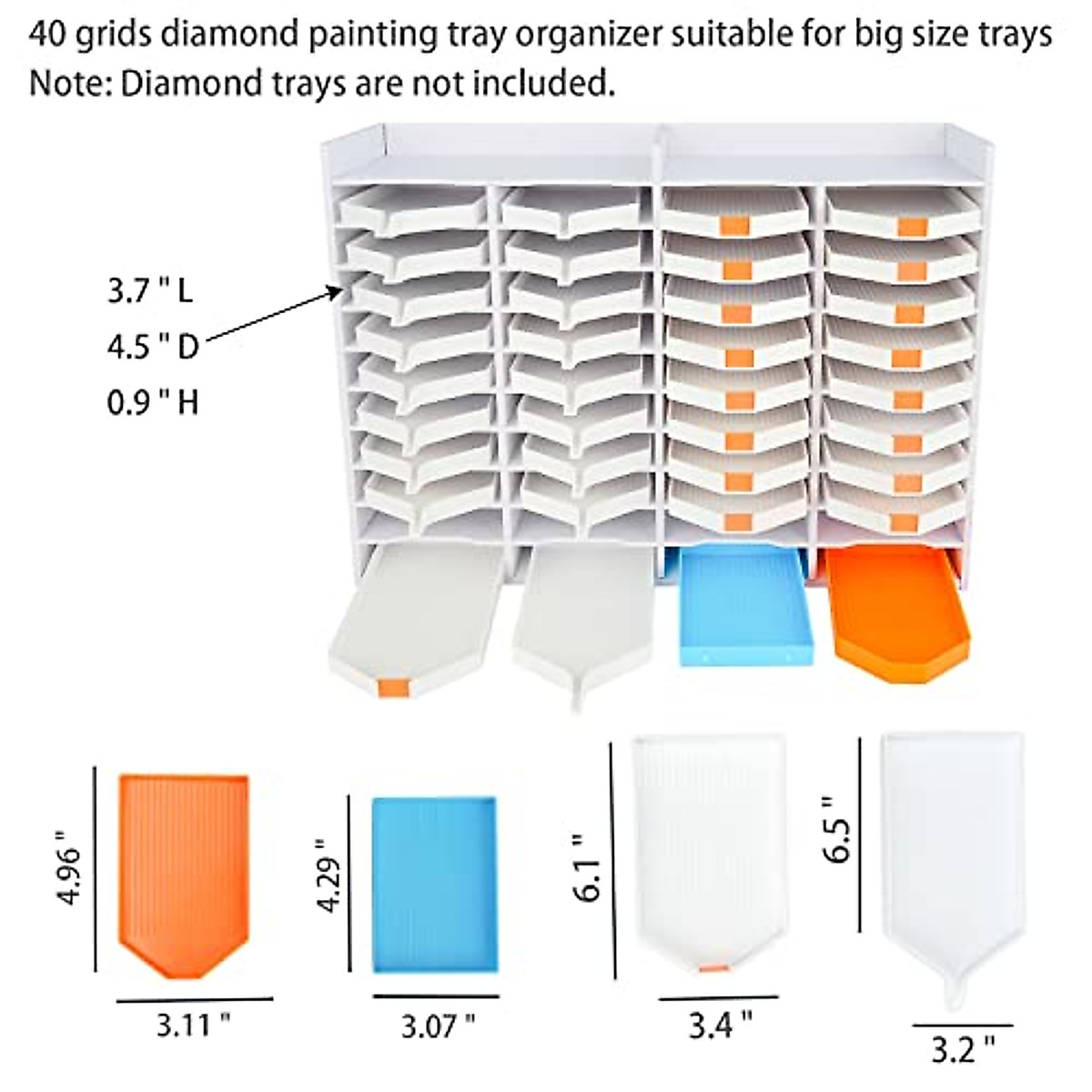 40 Grids Diamond Painting Tray Organizer Holder Drill Pen & Multi-Boat Tray Storage Rack Art Diamond Painting Accessories Kits, for Big Size Trays