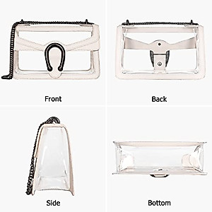 Joryin Clear Bag for Women Clear Bags Stadium Approved Clear Purse Shoulder Bag Crossbody Bag Fashion Small Handbag Clutch Bag Transparent Bag Black Cream