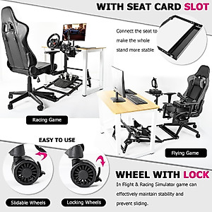 Minneer Flight Racing Joystick Bracket with Gaming Chair Compatible with Logitech/Thrustmaster X56 X52 A10C Hotas Warthog (Include Joystick Mount Base + Stand + Pedal Mount)