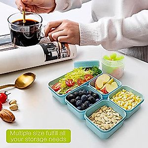 Food Storage Container with Lid Airtight, with 6 Individual BPA-Free Plastic Food Containers for Pantry Fridge Organization and Storage, Reusable Stackable Meal Prep Containers, Dishwasher Safe