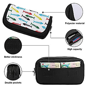 Color Fishbone Large Capacity Pencil Case Multi-Slot Pencil Bag Portable Pen Storage Pouch with Zipper