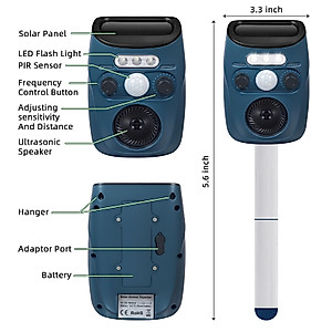 Upgraded Solar Ultrasonic Bird Repeller Bird Deterrents for Outside Bird Repellent Devices Outdoor with Flashing Light & Motion Sensor to Scare Bird Pigeon Woodpecker Out of Farm Balconies House