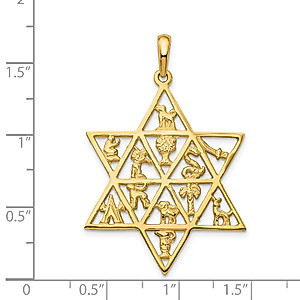 14k Yellow Gold Star Of David 12 Tribes Pendant Fine Jewelry For Women Gifts For Her