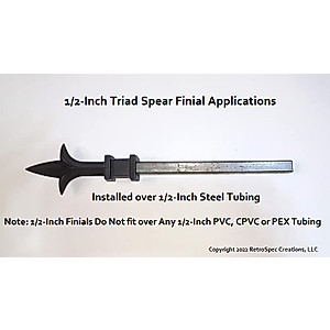 Retrospec Creations 100 Each for 1/2” Black Plastic Finial Tops for Iron Picket Fence Triad Spear – #1-50