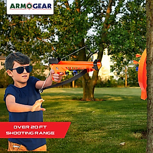 ArmoGear Bow & Arrow Archery Set | Includes Blaster Bow, 6 Suction Darts, Shooting Target | Great Crossbow Toy for Kids | Indoor & Outdoor Play Toy for Kids Boys & Girls