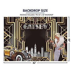 Allenjoy 7x5ft Vinyl Gatsby Themed Backdrop for Celebration Retro Roaring 20's 20s Party Art Decor Happy 1st Birthday Wedding Decoration Pictures Background Supplies Photo Booth Prop