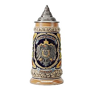 HAUCOZE Beer Stein Mug German Eagle Drinking Stanley Viking Tankard with Petwer Lid for Birthday Gifts Men Father Husband 0.8 Liter