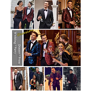 COOFANDY Mens Floral Tuxedo Jacket Paisley Shawl Lapel Suit Blazer Jacket for Dinner,Prom,Wedding Wine Red