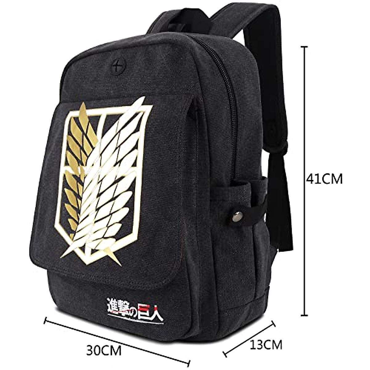 Roffatide Anime Attack on Titan Wings of Freedom Backpack for Men Printed Schoolbag Canvas Backpack Daypack with Headphone Hole Black