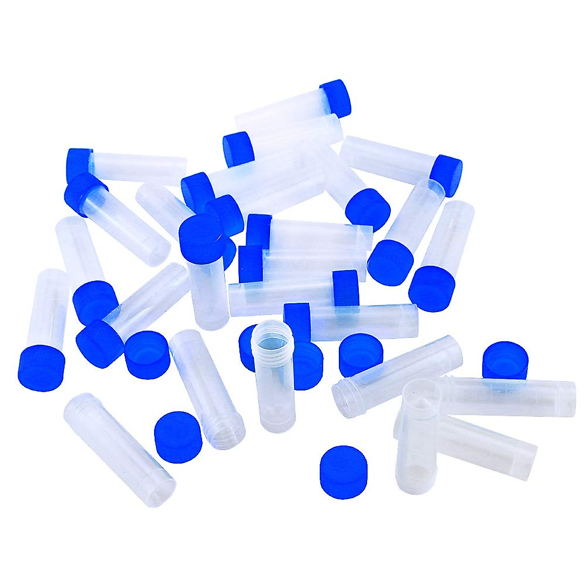 Twdrer 50PCS 5ml Plastic Graduated Vial Tube with Screw Caps,Small Test Sample Bottles Tubes Container with Lid