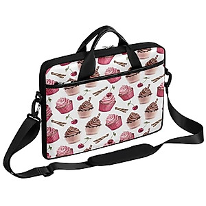 Ice Cream Cherry Laptop Computer Bag Waterproof Shoulder Messenger Bag 13-15 inch Durable Laptop Tote Bag with Shoulder Strap Handle Lightweight Crossbody Briefcase