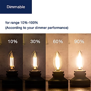 FLSNT 60W Equivalent LED Chandelier Light Bulbs, Dimmable, E12 Base, Clear B11 LED Filament Candelabra Bulbs, 2700K Soft White, 6 Pack