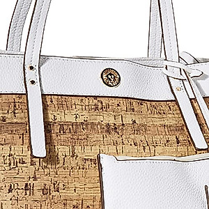 Anne Klein East west Cork Tote with Card case, Anne White