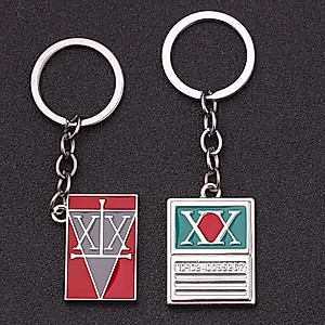 HxH Themed Hunter License Keychain Necklace Set - Hunter Killua GON Anime Key Chain - Halloween Cosplay Gifts for Women Men