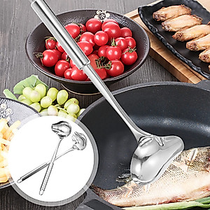 Angoily 2pcs Stainless Steel Sauce Drizzle Spoon Mint Sauce Ladle Sauce with Spout for Home Kitchen Restaurant Silver