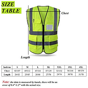HYCOPROT High Visibility Mesh Safety Reflective Vest with Pockets and Zipper, Meets ANSI/ISEA Standards