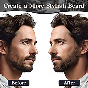 Long-Lasting Water-Resistant Black Men's Beard Grooming Kit - Micro-Fork Tip Pen, Bristle Brush for Natural Looking Mustache, Eyebrows, and Facial Hair Styling