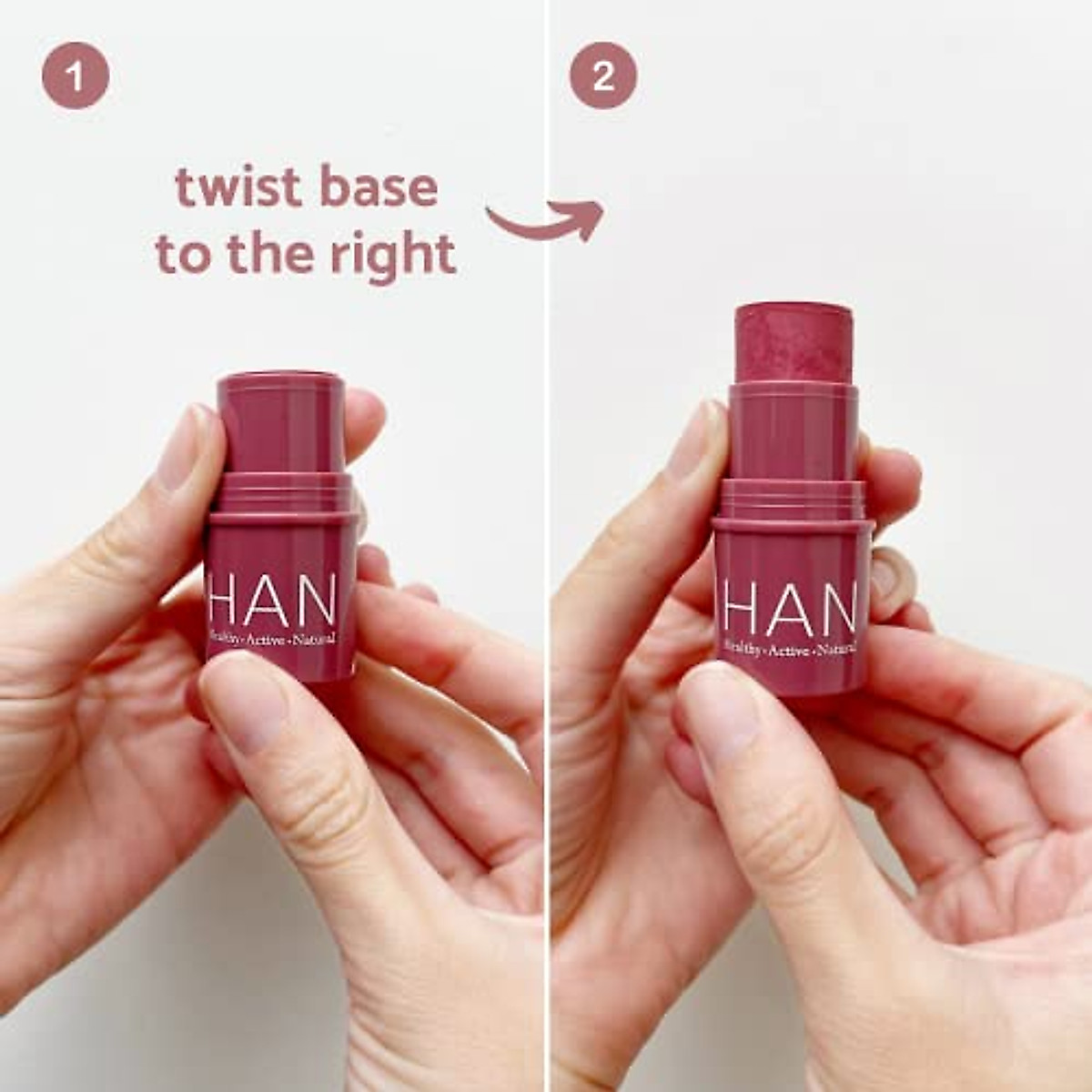 HAN Skincare Cosmetics Vegan, Cruelty-Free, Clean 3-in-1 Multistick for Cheeks, Lips, Eyes, Rose Berry | 0.20 oz