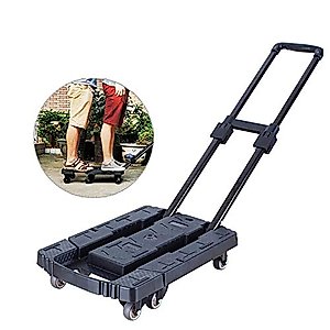 Portable Folding Handcart Folding Trolleys Portable Cargo Handling Car Push Hand Truck Folding for Easy Storage and 360 Degree Swivel Wheels Multi Function Folding Handcart