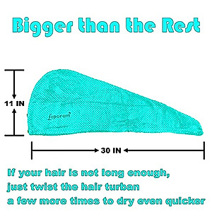 Leporem 3 Pack Microfiber Hair Towel, Huge (30 inch X 11 inch) Super Absorbent & Quick Dry Spa Hair Turban for Curly, Long, Thick Hair, Anti-Frizz, Hair Repair Towel Wrap for Women, Kids