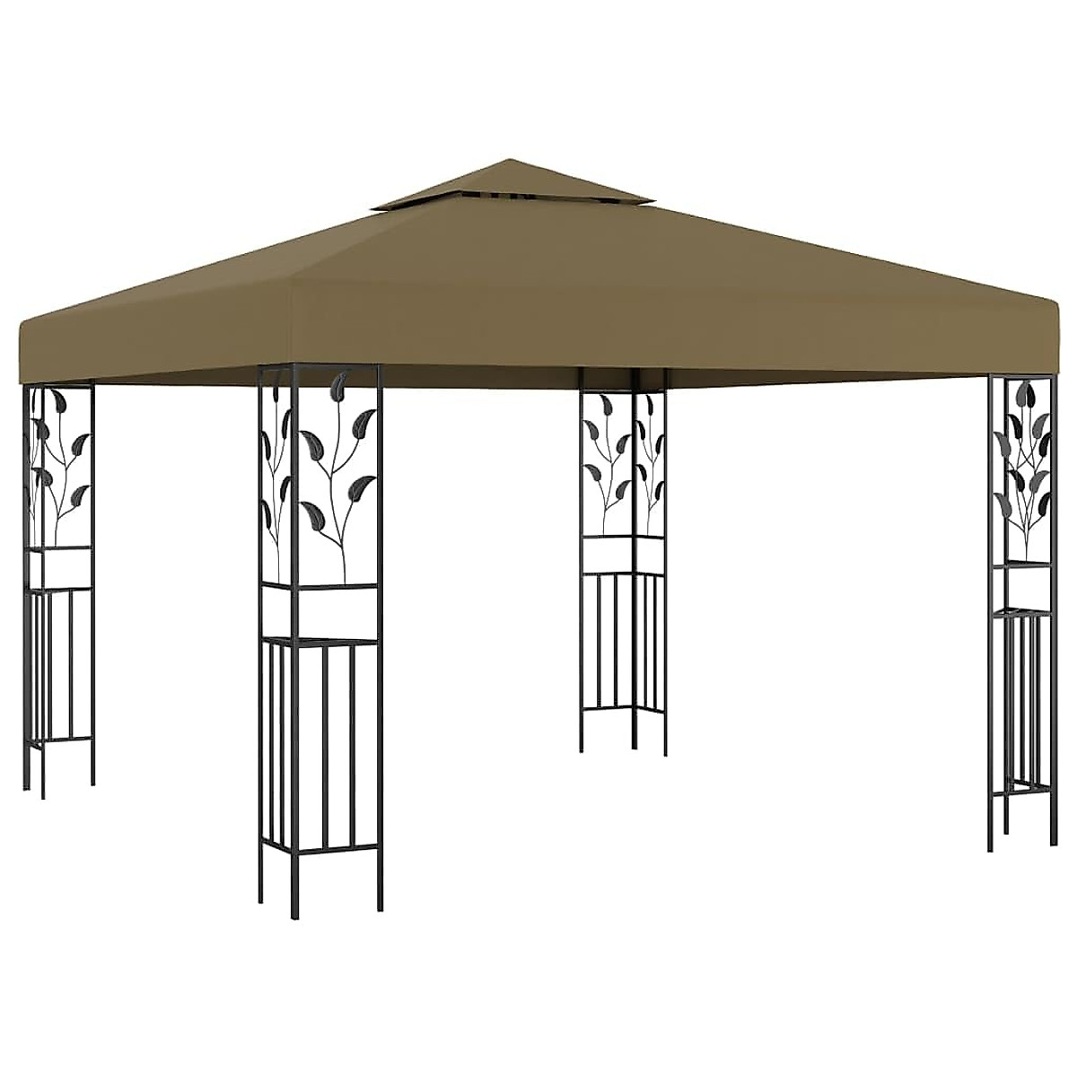 Gazebo,Outdoor Gazebo, Hardtop Gazebo,Backyard Gazebo,Patio Gazebo,Party Tent,Frame with Ornate Floral Details,for Patio,Backyard,Garden,Lawns,Outdoor,9.8'x9.8' Taupe 0.6 oz/ft²