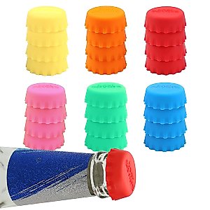 24 PCS Reusable Silicone Bottle Soda Caps, Sealed Beer Cap for Soft Drinks Vinegar Soy Sauce Bottle Cola Caps Wine Protective Stopper Home Kitchen Gadgets (Multi-color)