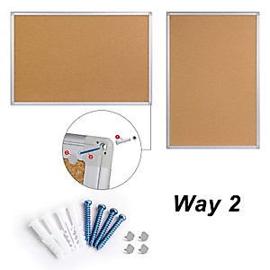 Board2by Cork Board Bulletin Board 36 x 48, Silver Aluminium Framed 4x3 Corkboard, Office Board for Wall Cork, Large Wall Mounted Notice Pin Board