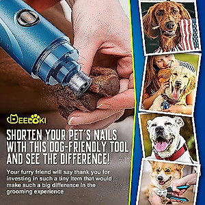 DEELOKI Dog Nail Grinder with LED Light Upgraded 2 Speeds Painless Pet Dog Nail Trimmers and Clipper Super Quiet Best Cat Dog Nail Clipper Kit for Large Small Dogs Pets Cats Breed Paws Quick Grooming