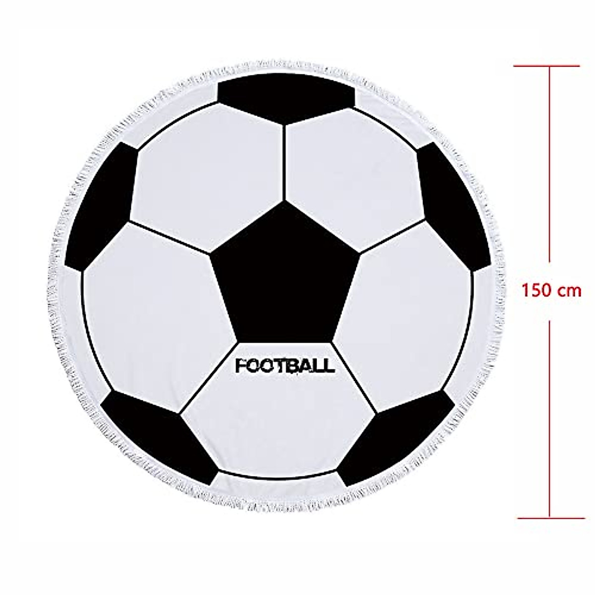 Queenshin Microfiber Beach Towel Blanket Fast Dry Sandless, Large Round Picnic Yoga Mat Table Cloth 60 Inch with Fringe, Soccer