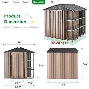 AECOJOY Storage Shed with Rack, 6 x 6 Ft Small Outdoor Storage Tool Utility Shed with Shelves, Metal Garden Shed for Yard, Outdoor Storage Clearance Outside Use