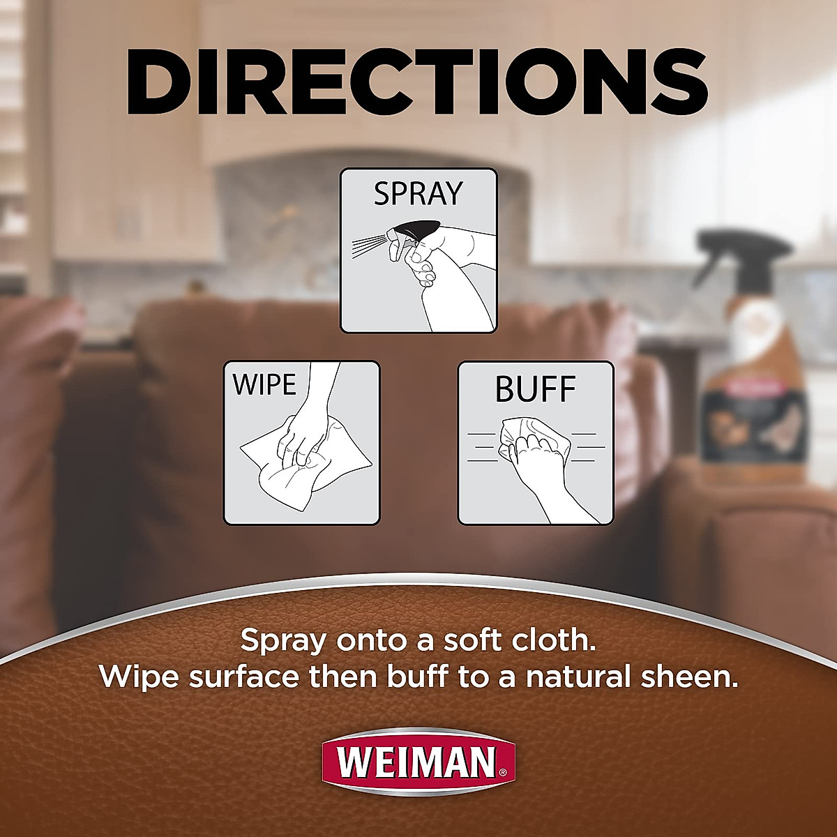 Weiman Leather Cleaner & Conditioner - 12 Fl Oz - Non Toxic Cleans Conditions and Restores Leather Surfaces - UV Protectants Help Prevent Cracking or Fading of Leather Couches Car Seats Shoes Purses