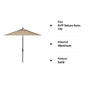 Treasure Garden UM8100-5476 Market Collection - 9' Auto Tilt Umbrella, Choose Fabric Color: Heather Beige, Choose Pole Finish: Bronze