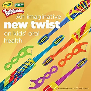 GUM Crayola Twistables Toothbrush for Kids , Soft Bristles Children & Toddler Toothbrush with Holder , For Ages 3+, 1ct (4pk)