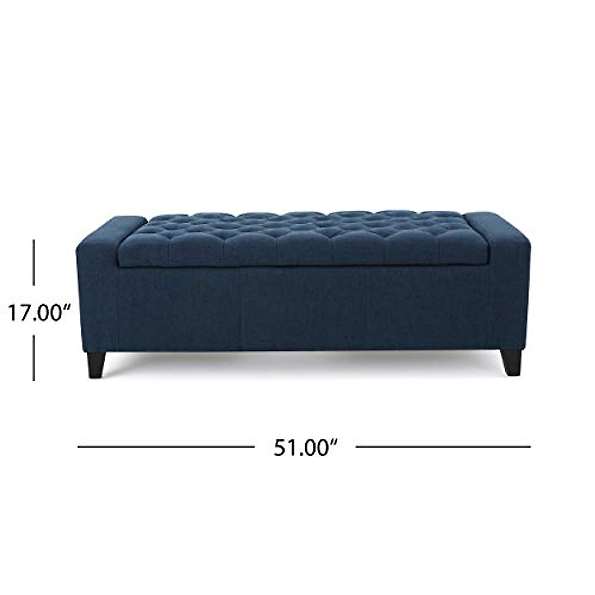 Christopher Knight Home Hikaru Fabric Storage Ottoman, Dark Blue Dimensions: 20.50”D x 51.00”W x 17.00”H