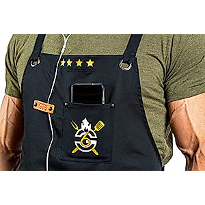 GRILL TEAM SIX BBQ Aprons for Men Ultra Tough Elite Chef Apron with 5 Pocket Design - Perfect Grilling Gifts for Men and Dads
