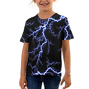 Asylvain Black Graphic Shirts for Kids Boys 3D Cool Tshirt Unisex Short Sleeve Summer Tops Tees Shirt Size 8-10 Years